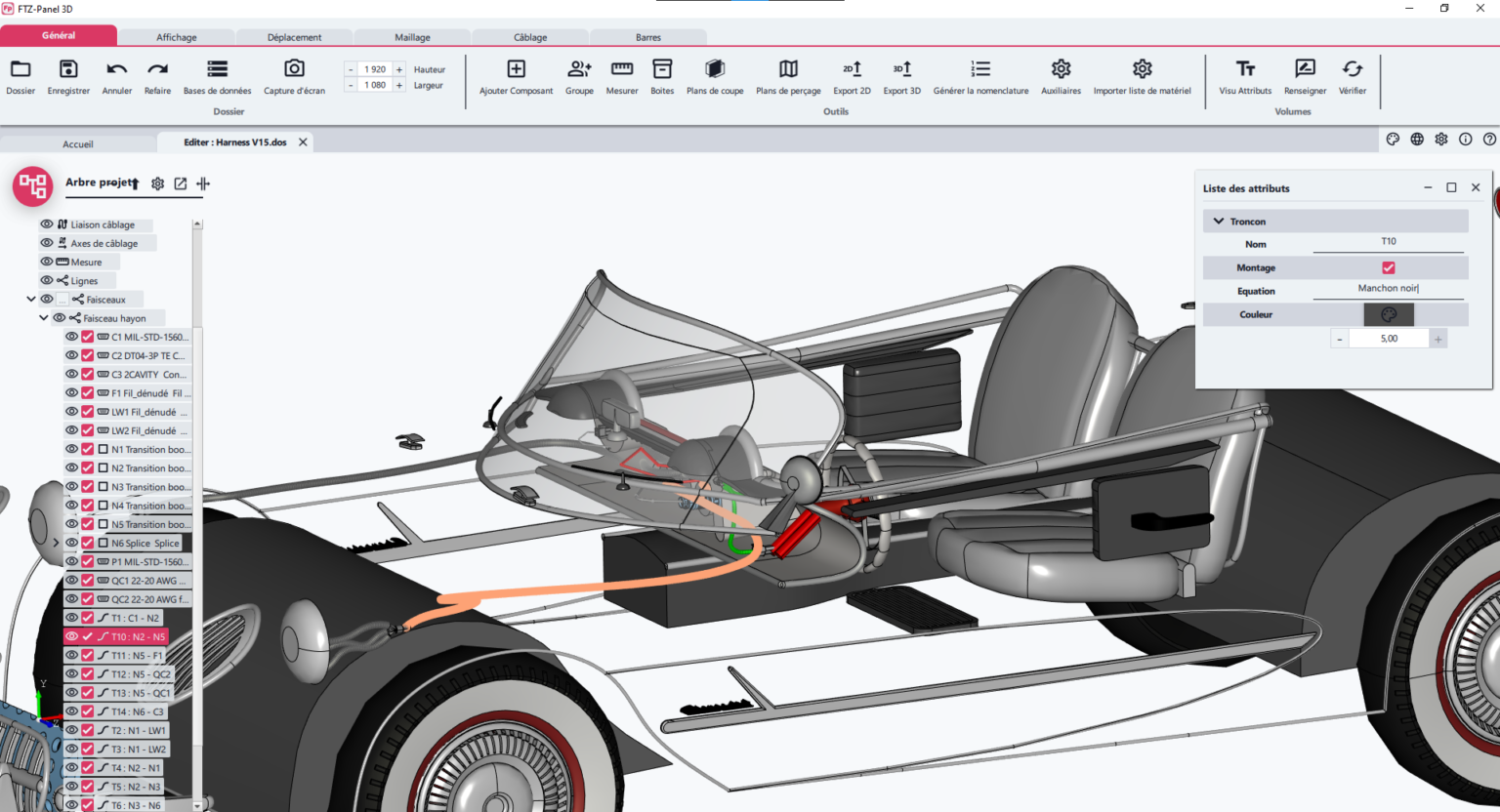 SchemHARNESS: software for harnesses and electrical wiring of connectors